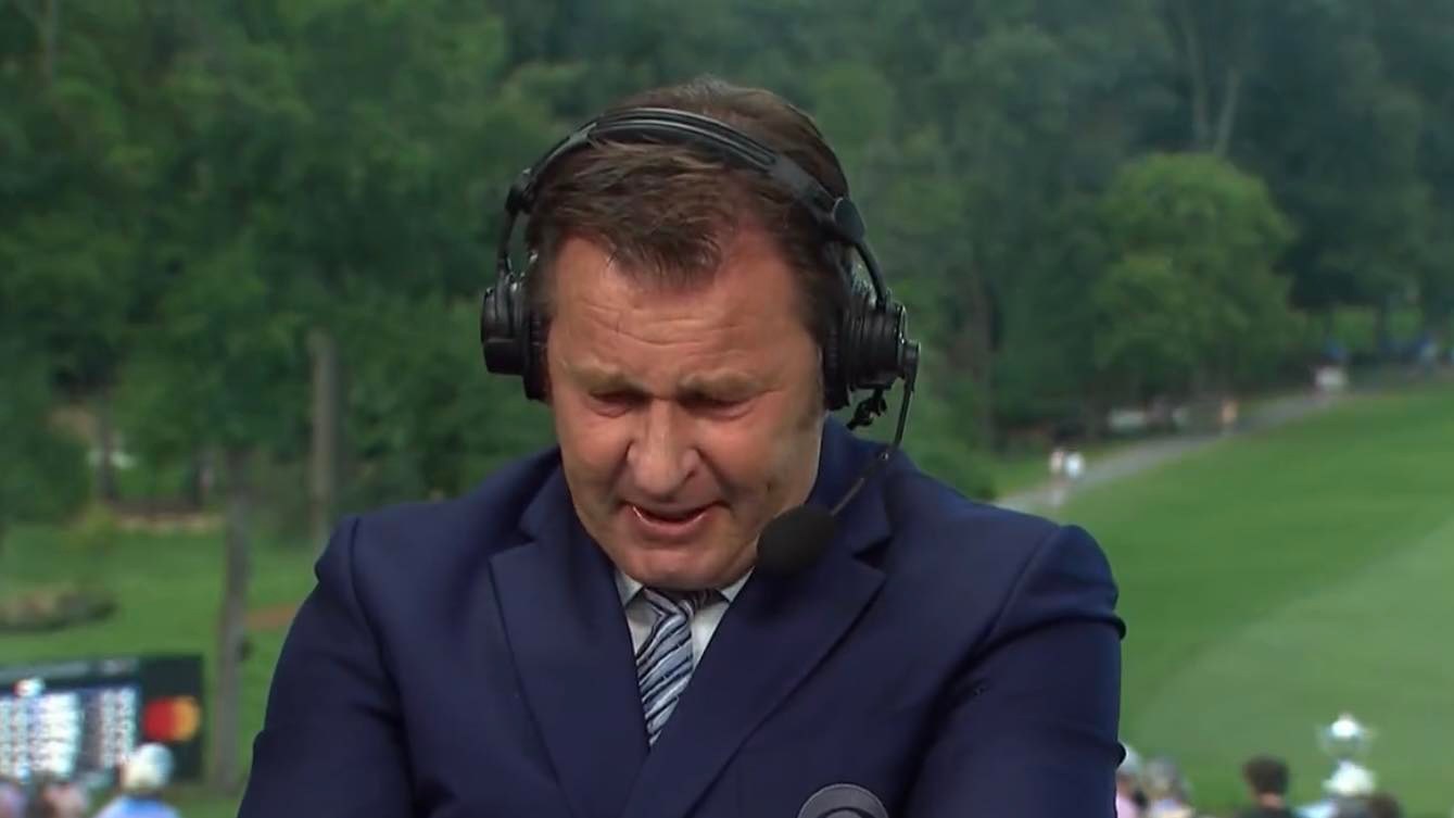 Watch: Nick Faldo breaks down in tears during final broadcast